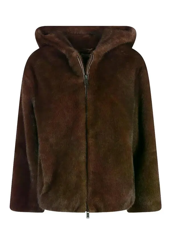 P.a.r.o.s.h Faux-fur Hooded Jacket - Brown