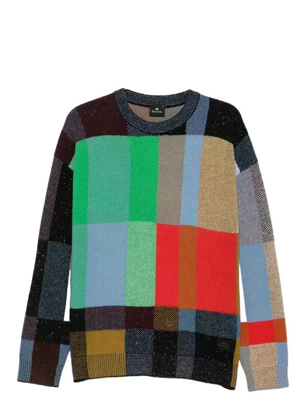 Paul Smith Patchwork-pattern Crew-neck Sweater - Green