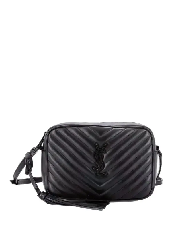 Saint Laurent Lou Camera Bag Matelasse Chevron Leather Small Cross Body Bag - Black