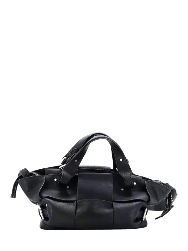 Bottega Veneta Arco Tool Bag Maxi Intrecciato Leather Satchel - Black