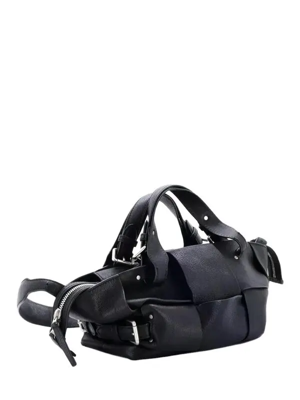 Bottega Veneta Arco Tool Bag Maxi Intrecciato Leather Satchel - Black