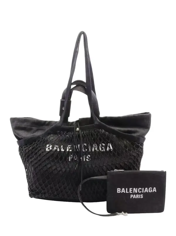 Balenciaga 2020-2026 Mesh And Canvas 24/7 Tote Bag - Black