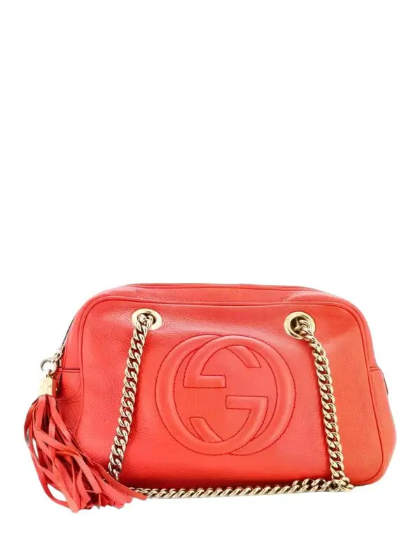 Gucci Soho Chain Zip Leather Small Shoulder Bag - Red