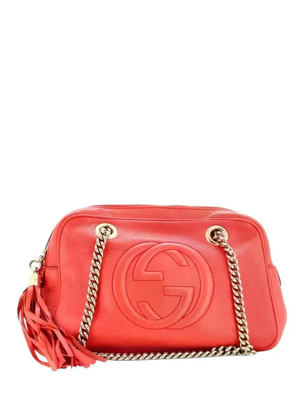 Gucci Soho Chain Zip Leather Small Shoulder Bag - Red