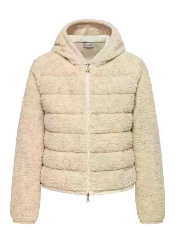 Moncler Teddy Padded Zip-up Hoodie - Neutrals