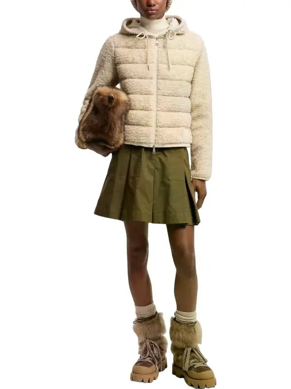 Moncler Teddy Padded Zip-up Hoodie - White
