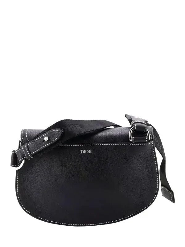 Dior Leather Saddle Messenger Pouch Cross Body Bag - Black