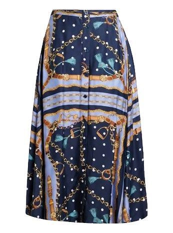 Maje Viscose Midi Skirt - Navy