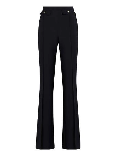 Elisabetta Franchi Flared Crepe Trousers - Black