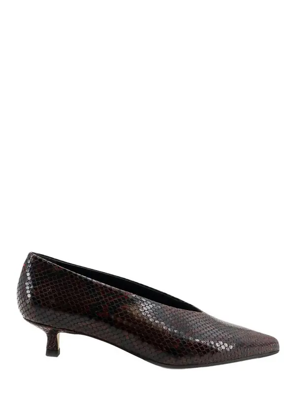 AeydĒ Clara Leather Décolleté With Python Motif - Brown