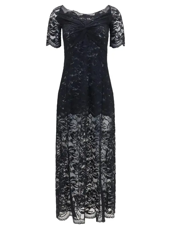 Rabanne Floral Lace Maxi Dress - Black