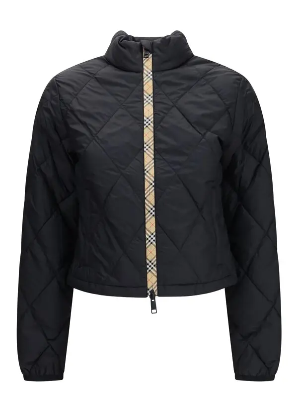 Burberry Bramford Quilted Nylon Jacket With Check Tape - Black