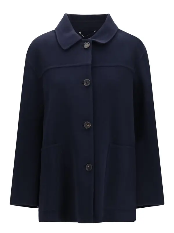 Max Mara Giugno Short Virgin Wool Coat - Blue