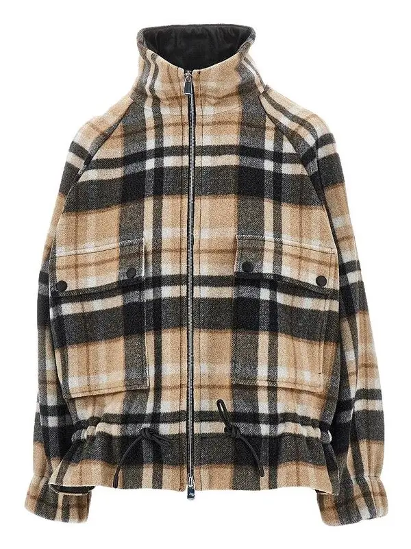 Pinko Wool-blend Check Motif Caban - Multicolor