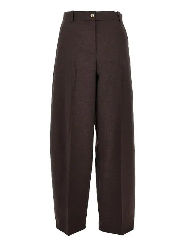 Pinko Wool-blend Barrel Leg Pants - Brown