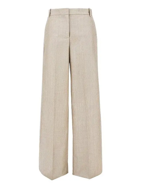 Pinko Lurex Viscose And Wool-blend Pants - Beige