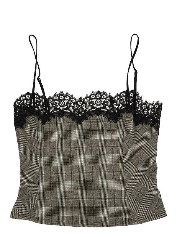 Pinko Prince Of Wales Top With Lace Trim - Multicolor
