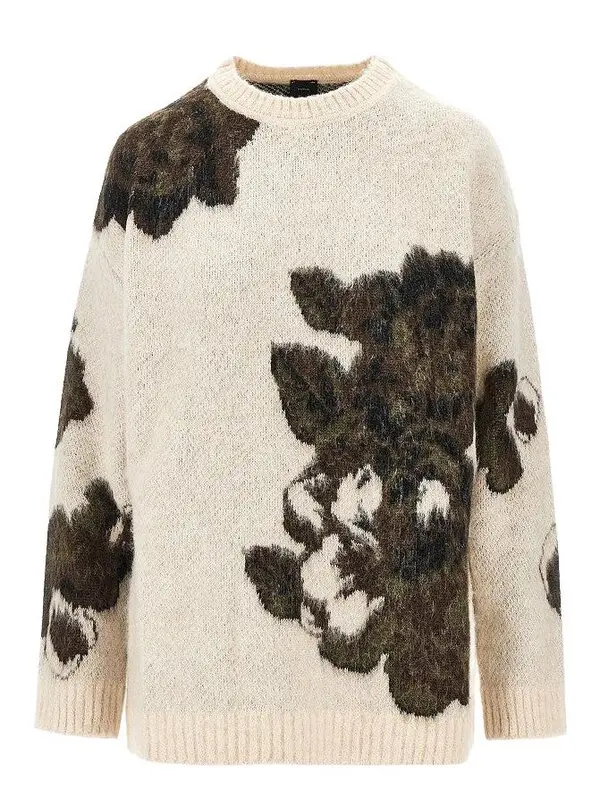 Pinko Jacquard Wool And Alpaca Blend Sweater - Beige