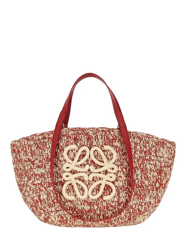 Loewe Raffia Medium Eclipse Basket Bag - Red