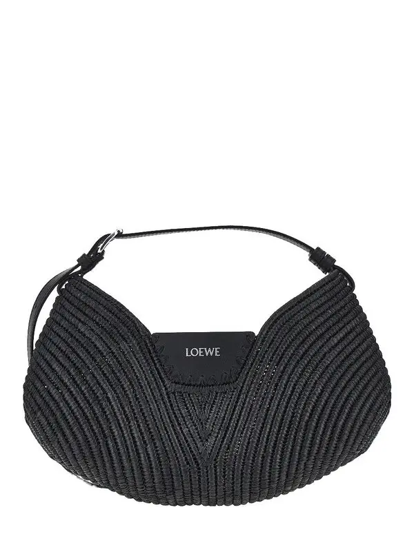Loewe Raffia And Leather Medium Swing Bag - Black