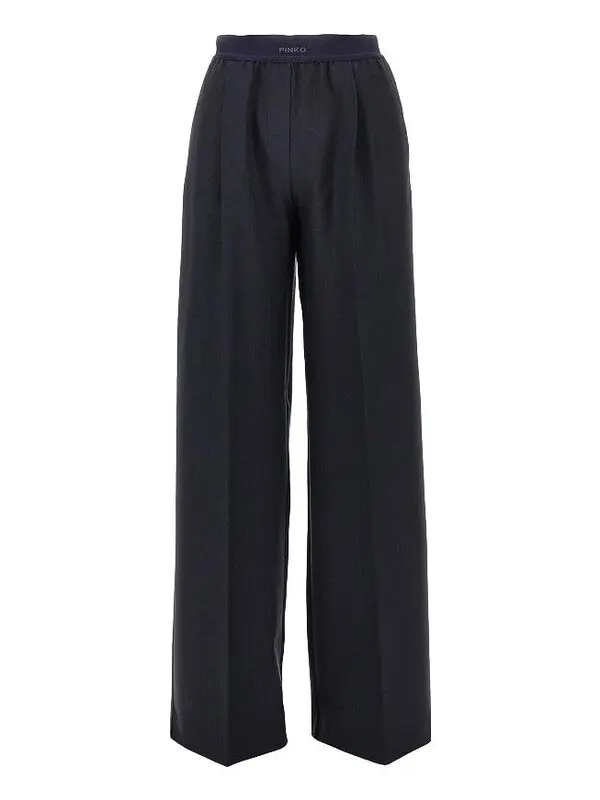 Pinko Stretch Wool-blend Wide-leg Pants - Blue