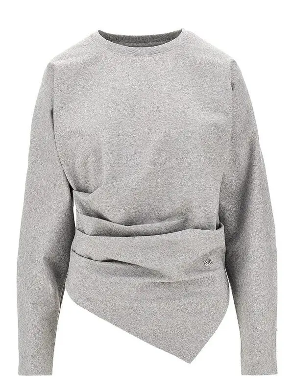 GANNI Draped Stretch Jersey T-shirt - Grey