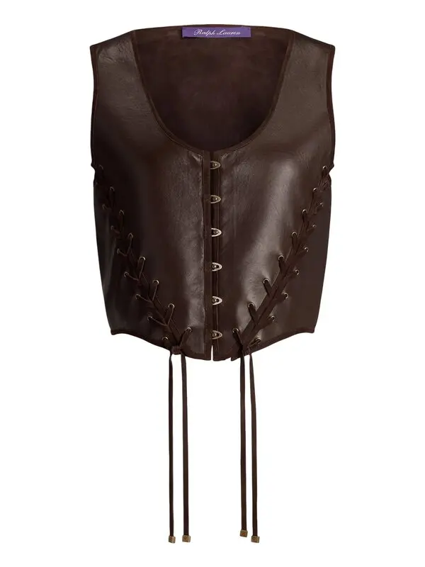 Ralph Lauren Leather Thurlow Top - Brown