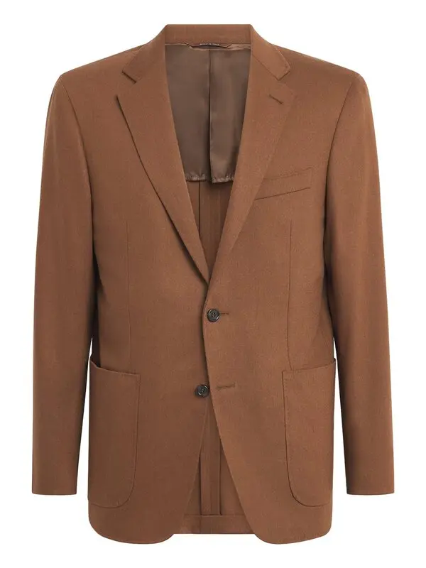 Canali Stretch-wool Single-breasted Blazer - Brown