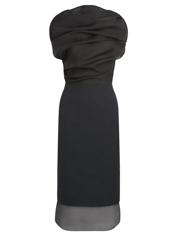 VORANIDA Silk Rhea Midi Dress - Black