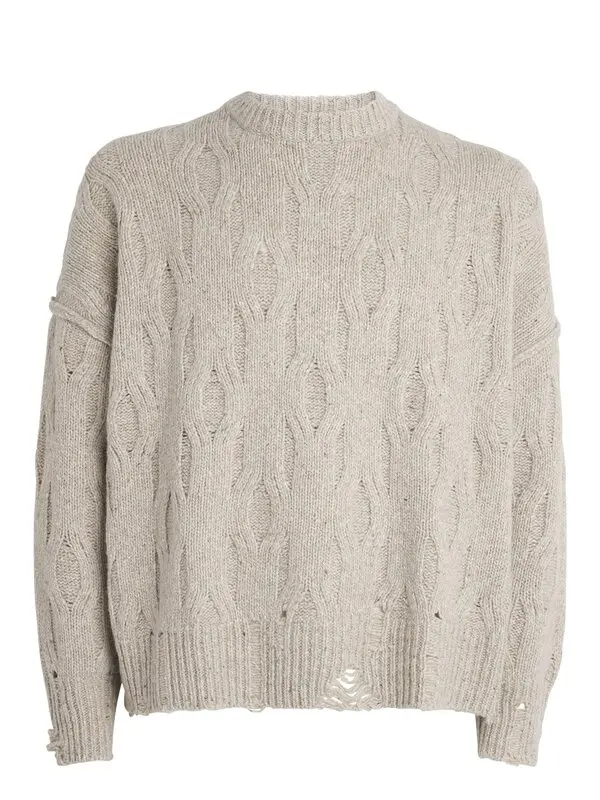 REPRESENT Wool-blend Distressed Sweater - Beige
