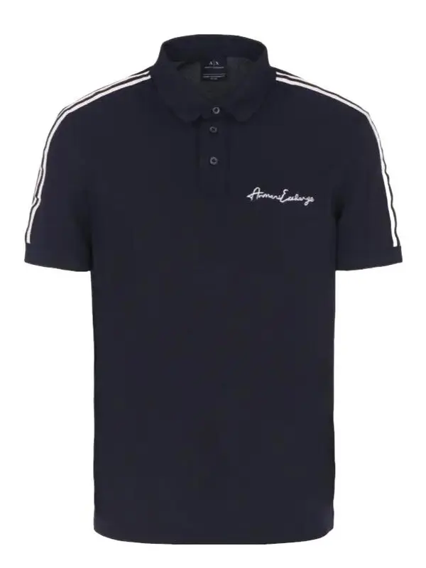 Armani Exchange Embroidered-logo Cotton Polo Shirt - Black