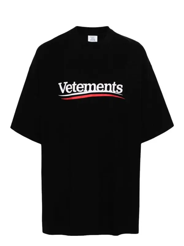 Vetements Logo Printed Crewneck T-shirt - Black
