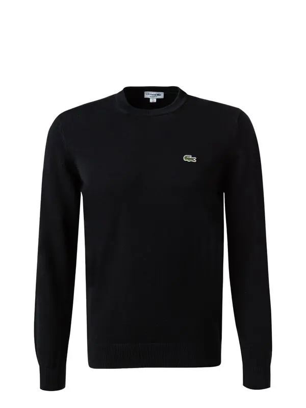 Lacoste Logo Embroidered Crewneck Sweatshirt - Black