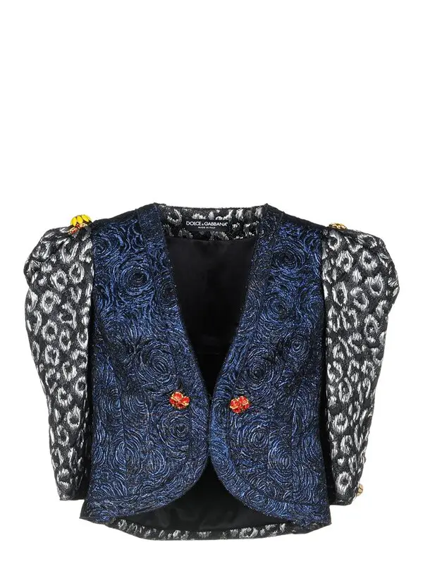 Dolce & Gabbana Printed Jacquard Crepe Blazer - Blue
