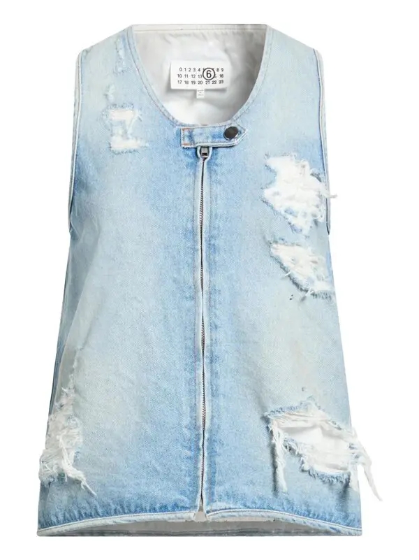 MAISON MARGIELA Distressed Denim Waistcoat - Blue