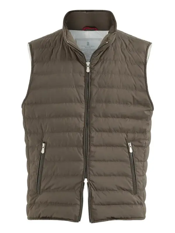 Brunello Cucinelli Sleeveless Quilted Down Vest - Brown