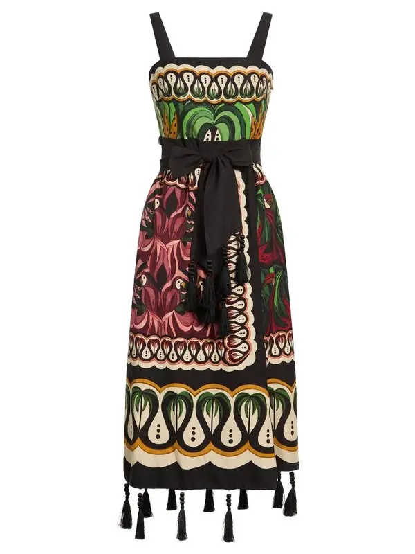 Farm Rio Printed Midi Dress - Black