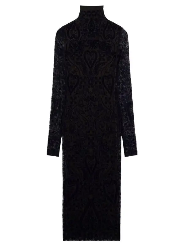 Off-White High-neck Midi Dress - Black