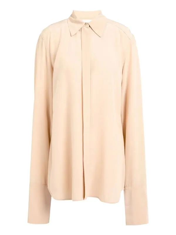 Sportmax Solid Colour Georgette Long Shirt - Sand-colored