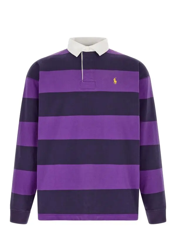 Polo Ralph Lauren Big Fit Striped Jersey Rugby Shirt - Purple