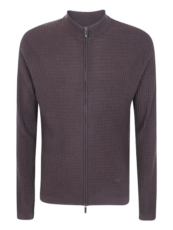 Emporio Armani Long-sleeved Zipped Cardigan - Brown