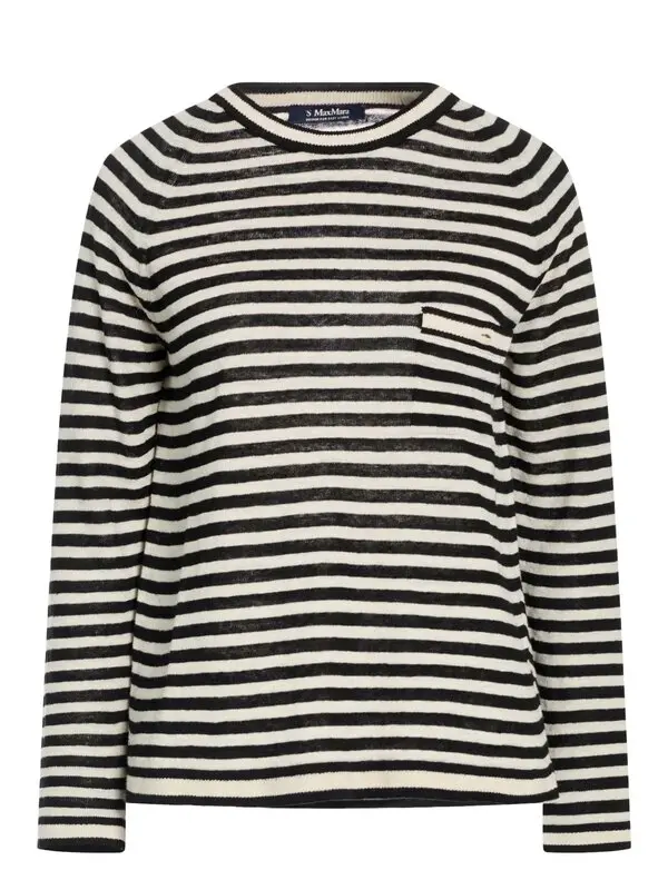 Max Mara Striped Linen Intarsia-knit Pullover - White