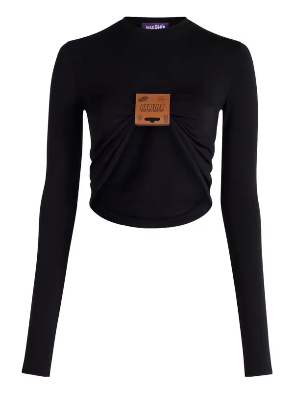 JEAN PAUL GAULTIER Leather-tag Long-sleeve Top - Black