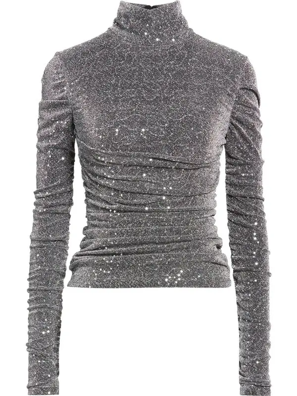Dolce & Gabbana Sequined Turtleneck Top - Silver
