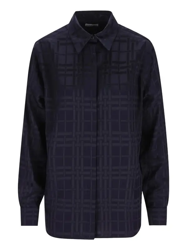 Burberry Long Sleeved Checked Shirt - Navy