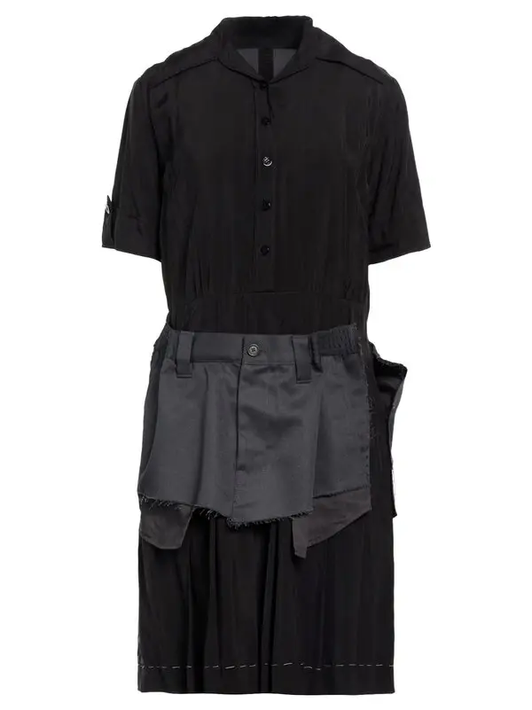 MAISON MARGIELA Two-tone Satin Shirt Dress - Black