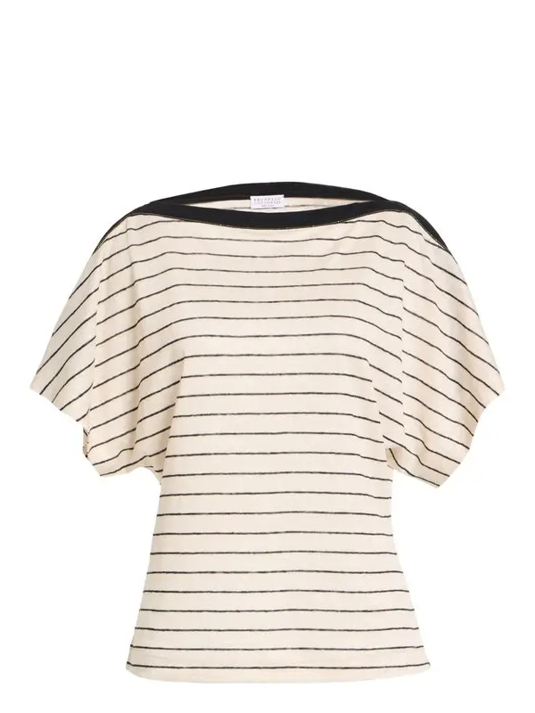 Brunello Cucinelli Striped Knitted T-shirt - No
