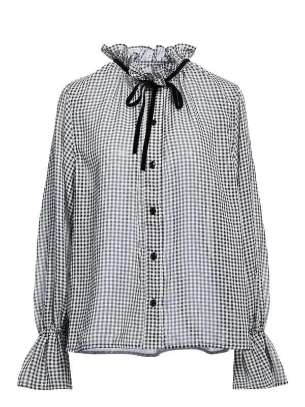 GANNI Patterned Seersucker Shirt - Black