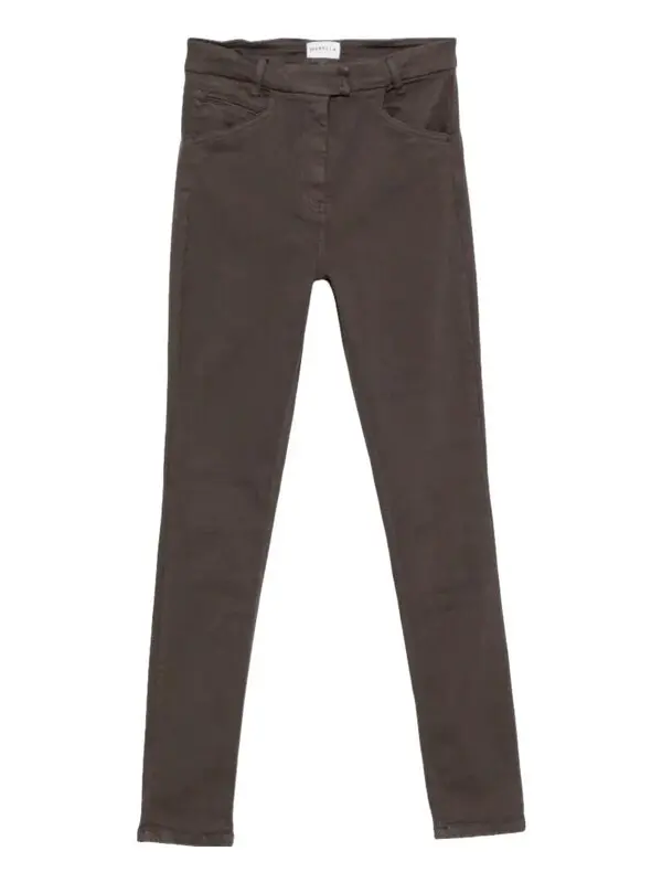 Marella Tapered Casual Trousers With Zippers - Brown