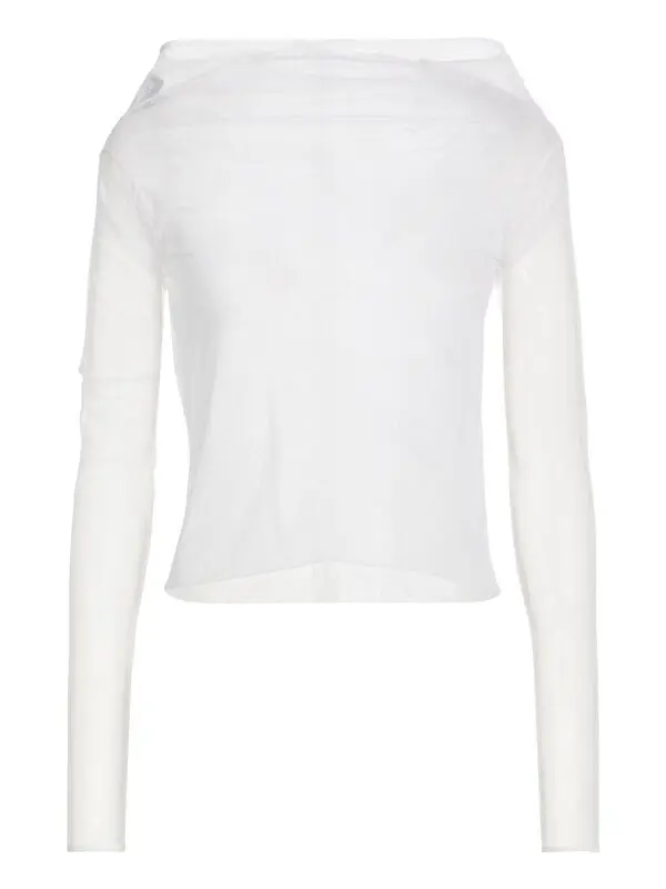 Dolce & Gabbana Dolce Gabbana Solid Color Stretch Long Sleeve Top - White